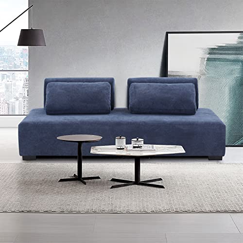 WILLIAMSPACE 85.4" Modern Sofa Couch, Luxury Sofa Couch 4 Seat Sofa with 2 Movable Heavy Backrest and Pillows, Leisure Chaise Sofa for Apartment Living Room - Navy Blue