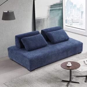 WILLIAMSPACE 85.4" Modern Sofa Couch, Luxury Sofa Couch 4 Seat Sofa with 2 Movable Heavy Backrest and Pillows, Leisure Chaise Sofa for Apartment Living Room - Navy Blue