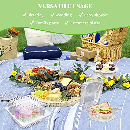 Jaojaopn 100 Pcs (5.3x 4.7 x 2.8) Disposable Clear Plastic Containers with Lids for Food, To Go Containers, Sandwich Salad Cake Slice Dessert Clamshell Take Out Clam Shell Food Containers.