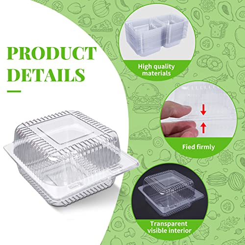 Jaojaopn 100 Pcs (5.3x 4.7 x 2.8) Disposable Clear Plastic Containers with Lids for Food, To Go Containers, Sandwich Salad Cake Slice Dessert Clamshell Take Out Clam Shell Food Containers.