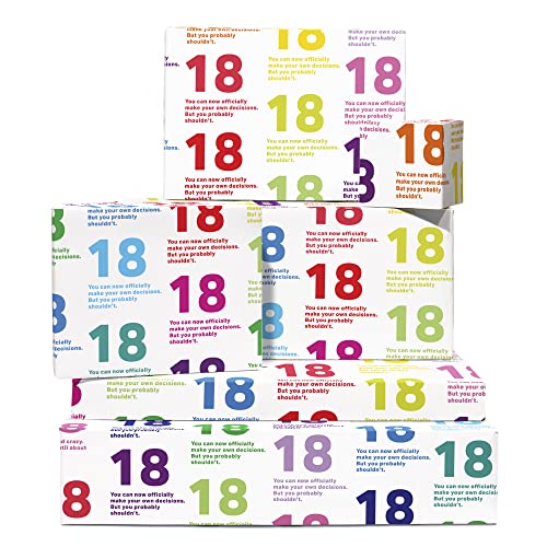 CENTRAL 23 Funny Wrapping Paper - 6 Sheets Gift Wrap With Tags - 18th Birthday Wrapping Paper - Recyclable