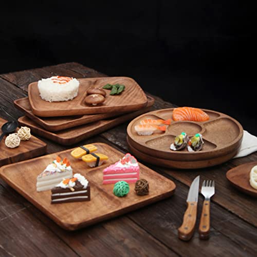 Anneome 1pc Compartment Dishes On Fruits Divided Salad Color Cheese Section Tableware Wood Plates Candy Party Camping Luncheon Diet Birthday Platter Veggies Round Practical Platters Cake