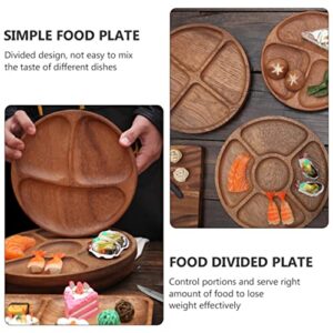 Anneome 1pc Compartment Dishes On Fruits Divided Salad Color Cheese Section Tableware Wood Plates Candy Party Camping Luncheon Diet Birthday Platter Veggies Round Practical Platters Cake