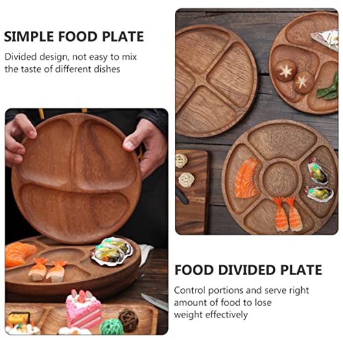 Anneome 1pc Compartment Dishes On Fruits Divided Salad Color Cheese Section Tableware Wood Plates Candy Party Camping Luncheon Diet Birthday Platter Veggies Round Practical Platters Cake