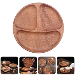 Anneome 1pc Compartment Dishes On Fruits Divided Salad Color Cheese Section Tableware Wood Plates Candy Party Camping Luncheon Diet Birthday Platter Veggies Round Practical Platters Cake