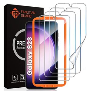 [4-pack] fangtian for samsung galaxy s23 screen protector 5g [not glass] - film for s23 screen protector [7h hybrid][fingerprint compatible][alignment tool][6.1inch]