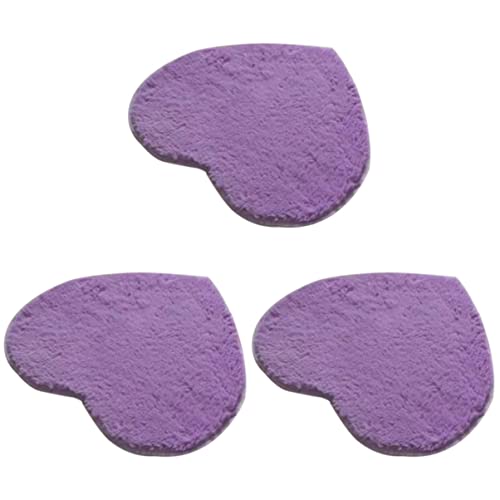 HOMSFOU 3pcs Dinning Cm Skid Sofa Anti Mat Light Doormat for Bathroom Heart Violet Bedroom Area Door Carpet Shaped Rugs Floor Home X Shape Non-Slip Living Plush Room Purple Fluffy