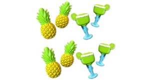 ﻿4 set (8 ct) 2x lemon green cup / 2x pineapple beach towel clips jumbo size for beach chair, cruise beach patio, pool accessories for chairs, household clip, baby stroller