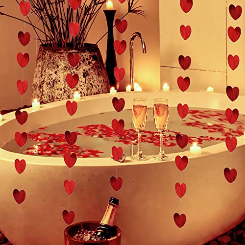 Homemory 24pcs LED Tea Lights Candles Battery Operated Romantic Heart Candles with 1000pcs Fake Red Rose Petals & 5pcs Heart Garland Banner for Valentine's Day Wedding Proposal Decorations Anniversary