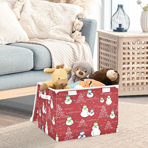 ALAZA Snowflake Snow Pine Tree Red Christmas Storage Bins Box Collapsible Cubes Container Basket for Office Bedroom Home Decor Shelf Closet