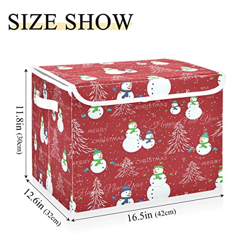 ALAZA Snowflake Snow Pine Tree Red Christmas Storage Bins Box Collapsible Cubes Container Basket for Office Bedroom Home Decor Shelf Closet