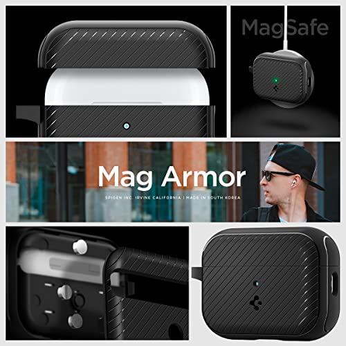 Spigen AirPods Pro 2nd Generation Mag Armor (Mag Fit) Case and Lanyard Strap Designed for AirPods Pro 2 (2022) MagSafe Compatible - Black