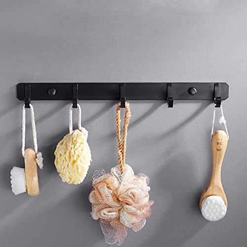 Funvalley Surperfect Coat Rack Wall Mounted 2 Packs,Heavy Duty Metal Hook Rack with 5 Hooks Kitchen Bathroom Storage Organizer Hanger for Coat Bag Hat Black