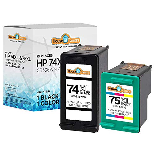 Houseoftoners Remanufactured Ink Cartridge Replacement for HP 74XL 74 XL 75XL 75 XL CC659FN CB335WN CB337WN (1 Black & 1 Color, 2-Pack)