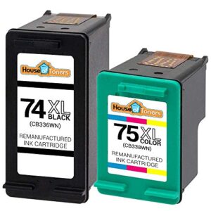 Houseoftoners Remanufactured Ink Cartridge Replacement for HP 74XL 74 XL 75XL 75 XL CC659FN CB335WN CB337WN (1 Black & 1 Color, 2-Pack)