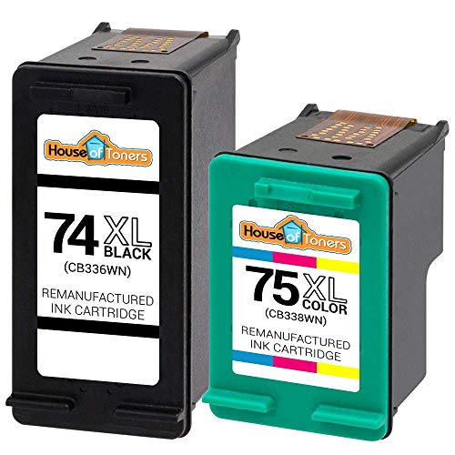 Houseoftoners Remanufactured Ink Cartridge Replacement for HP 74XL 74 XL 75XL 75 XL CC659FN CB335WN CB337WN (1 Black & 1 Color, 2-Pack)