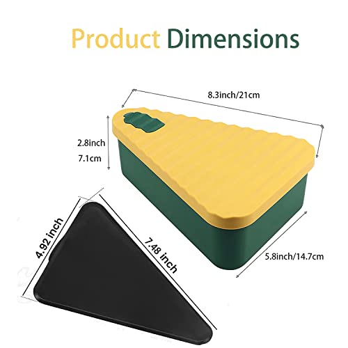 WIDELUCK Pizza Leftover Storage Container with 2 Pizza Trays,Reusable Pizza Slicone Storage Container,Silicone Hardness Shore A 70° Withstand Temperature in -40~200℃ (Yellow&green)