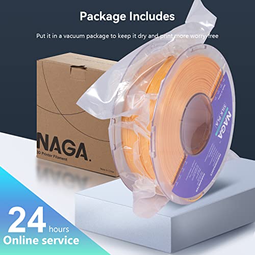 NAGA Shiny Silk PLA Filament, High Gloss Metal 3D Printer Filament, 1kg Spool(2.2lbs), Dimensional Accuracy +/- 0.02 mm, 1.75mm (Silk Gold)