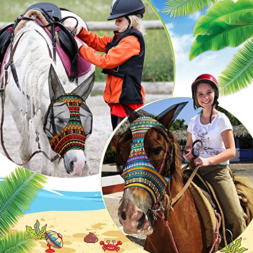 3 Pieces Horse Fly Mask with Ears Sun Protection Smooth and Elasticity Horse Mask for Horses (M)