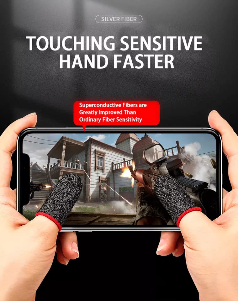 TEKTURN Finger Sleeves for Gaming, Seamless Anti-Sweat Breathable, Thumb Protector Finger Covers for Mobile Game, Touchscreen PUBG Gaming (Pack of 2 Pair)