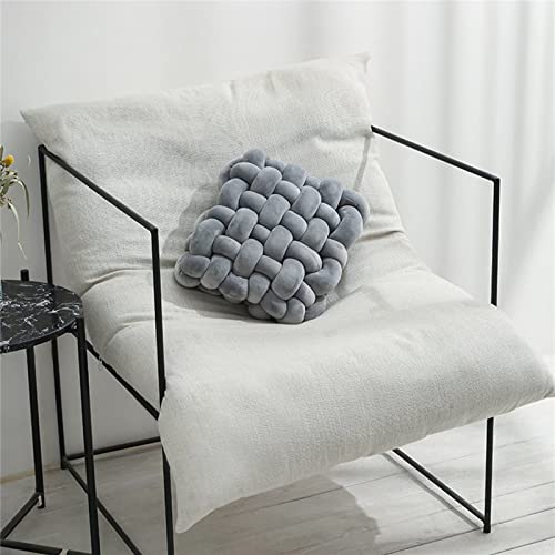 Togtlafil Soft Square Knotted Throw Pillows Elastic Cute Plush Braided Cushion Thicken Sofa Home Decoration,Light Green 16in