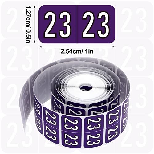 500 Pieces 2023 Year Stickers File Folder Year Labels Rectangle Coded Colored Year Stickers Self Adhesive Year Labels End Tab File Folders Office Supplies, 1 Roll (Purple, 1'' x 1/2")