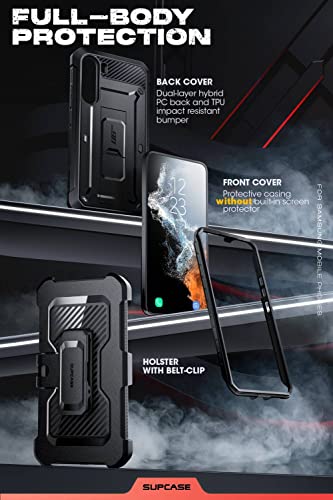 SUPCASE Unicorn Beetle Pro Case for Samsung Galaxy S23 Plus 5G (2023), Full-Body Dual Layer Rugged Belt-Clip & Kickstand Case (Black)