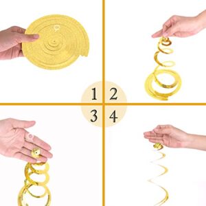 30 Pieces Gold Hanging Swirl Decorations Sparkle Golden Plastic Streamers Ceiling Decorations Wedding Bachelorette Baby Shower Birthday Party Anniversary Graduation Christmas New Year Decorations