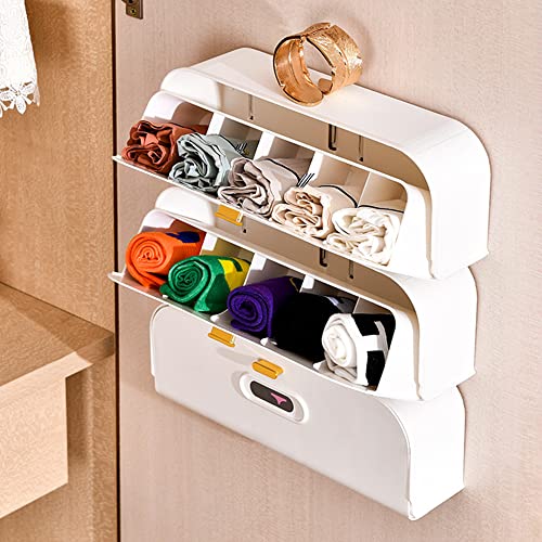 Hooshion Underwear Socks Storage Box, Multifunctional Storage Box, Plastic Wall Mount Underwear Drawer Organizer, Can Be Used to Store Underpants, Socks, Ties