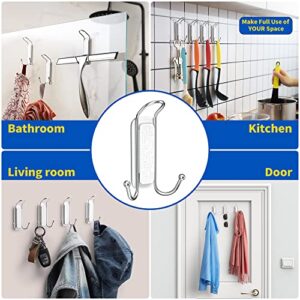 ALOCEO 4Packs Double Wall Hooks Adhesive Sticky Towel Hanger for Hanging Coat Robe Towels Stick on Bathroom, White