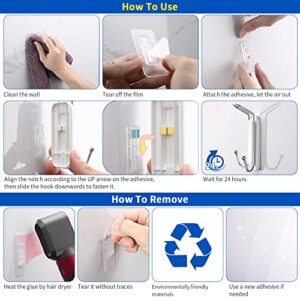 ALOCEO 4Packs Double Wall Hooks Adhesive Sticky Towel Hanger for Hanging Coat Robe Towels Stick on Bathroom, White