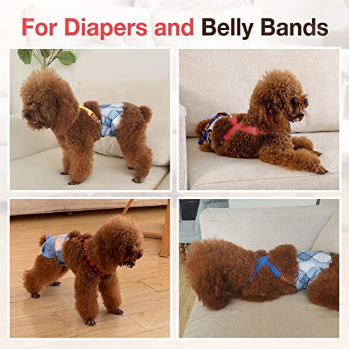 Pet Soft Dog Suspenders 2 Pieces Female Dog Diaper Suspenders for Dogs Diaper Keeper Suspender for Dog Skirt, Dog Dress (Brown & Red, M/L)