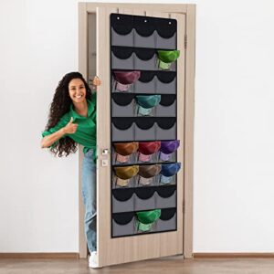 2 Pieces Hat Rack for Baseball Caps 27 Pockets over the Door Hat Organizer Hanging Hat Holder Visible Hat Hanger with Clear Deep Pockets 6 Hooks for Wall Display Collection Door