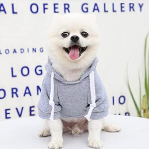 Small Girl Dog Sweater Pet Autumn and Winter Pocket Sweatshirt Gray Tops Cats Hoodies Cute Zipper Warm Pet Clothes for Dogs Small Female