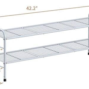 Dicasser 2-Tier Long Shoe Rack Organizer Extra Large Capacity for 18 Pairs,Silver