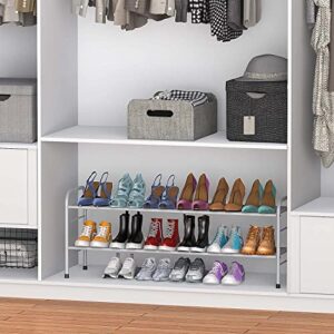 Dicasser 2-Tier Long Shoe Rack Organizer Extra Large Capacity for 18 Pairs,Silver