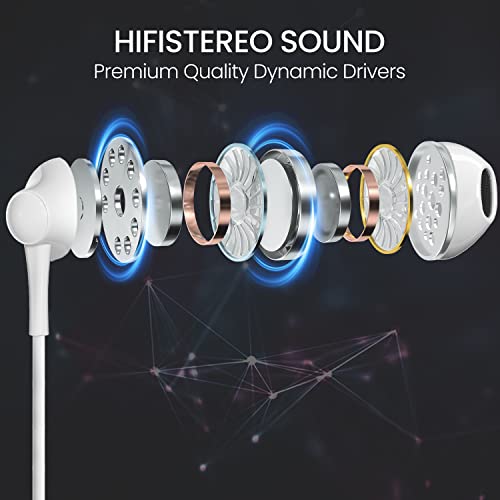 2 Pack USB C Headphones in Ear Earphones Earbuds with Mic and Volume Control Compatible with Google Pixel Samsung Galaxy Huawei iPad Pro