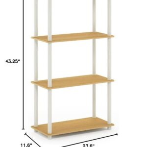 Furinno (99557BE/WH Turn-N-Tube 4-Tier Multipurpose Shelf Display Rack - Beech/White & Turn-N-Tube 3-Tier Corner Display Rack Multipurpose Shelving Unit, Beech/White, Model:12077BE/WH