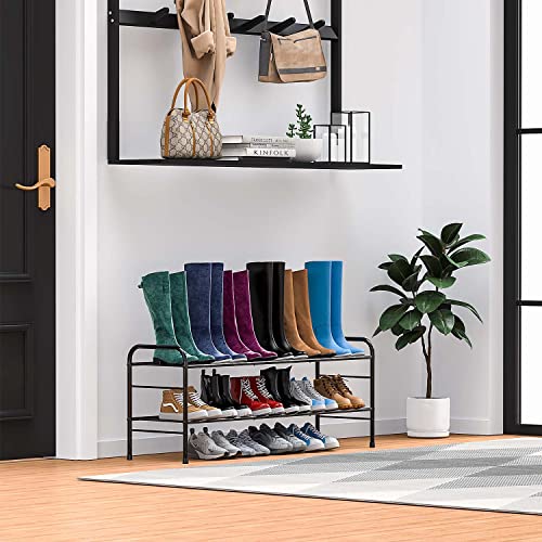 Dicasser 2-Tier Long Shoe Rack Organizer Extra Large Capacity for 18 Pairs,Black