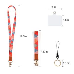 Phone Lanyard, Universal Cell Phone Crossbody Neck Shoulder Straps Wrist Strap for Women and Girls 2 Patch, 2 Phone Tether, 4 Key Rings Compatible with iPhone Most Smartphones