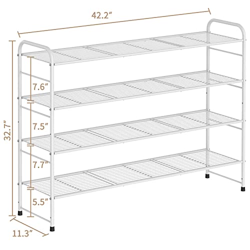 Dicasser 4-Tier Long Shoe Rack Organizer Extra Large Capacity for 30 Pairs,White