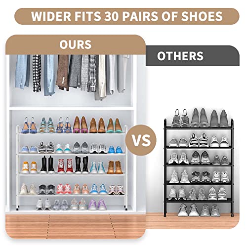 Dicasser 4-Tier Long Shoe Rack Organizer Extra Large Capacity for 30 Pairs,White