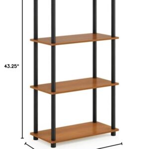 Furinno (99557LC/BK Turn-N-Tube 4-Tier Multipurpose Shelf Display Rack - Light Cherry/Black & Luder Bookcase / Book / Storage, 5-Cube, White