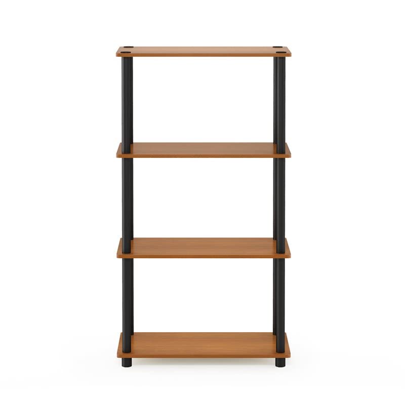 Furinno (99557LC/BK Turn-N-Tube 4-Tier Multipurpose Shelf Display Rack - Light Cherry/Black & Luder Bookcase / Book / Storage, 5-Cube, White