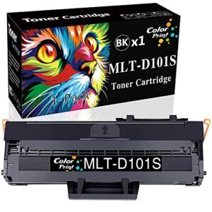 color print compatible mlt-d101s toner cartridge replacement for samsung 101s mltd101s d101s for ml-2166w ml-2160 ml-2165 scx-3405w ml-2165w scx-3405fw scx-3400 sf-760p 3405fw printer (1-pack, black)