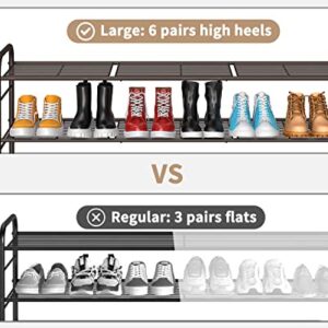 Dicasser 2-Tier Long Shoe Rack Organizer Extra Large Capacity for 18 Pairs,Bronze