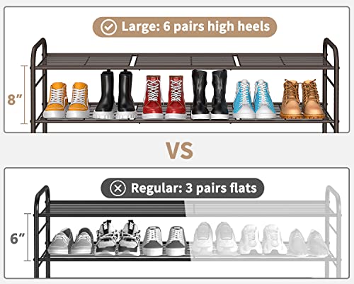 Dicasser 2-Tier Long Shoe Rack Organizer Extra Large Capacity for 18 Pairs,Bronze