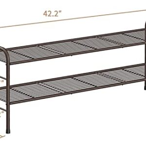 Dicasser 2-Tier Long Shoe Rack Organizer Extra Large Capacity for 18 Pairs,Bronze