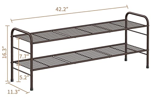 Dicasser 2-Tier Long Shoe Rack Organizer Extra Large Capacity for 18 Pairs,Bronze