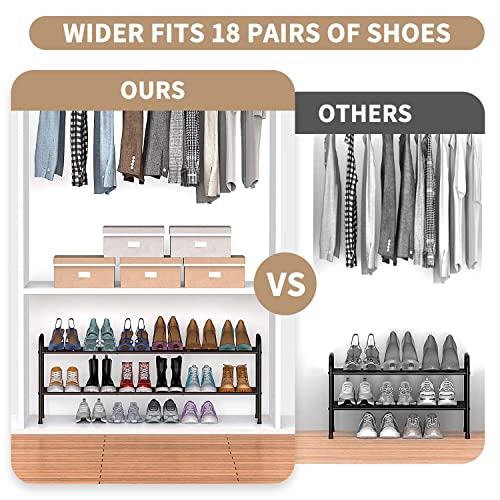 Dicasser 2-Tier Long Shoe Rack Organizer Extra Large Capacity for 18 Pairs,Bronze